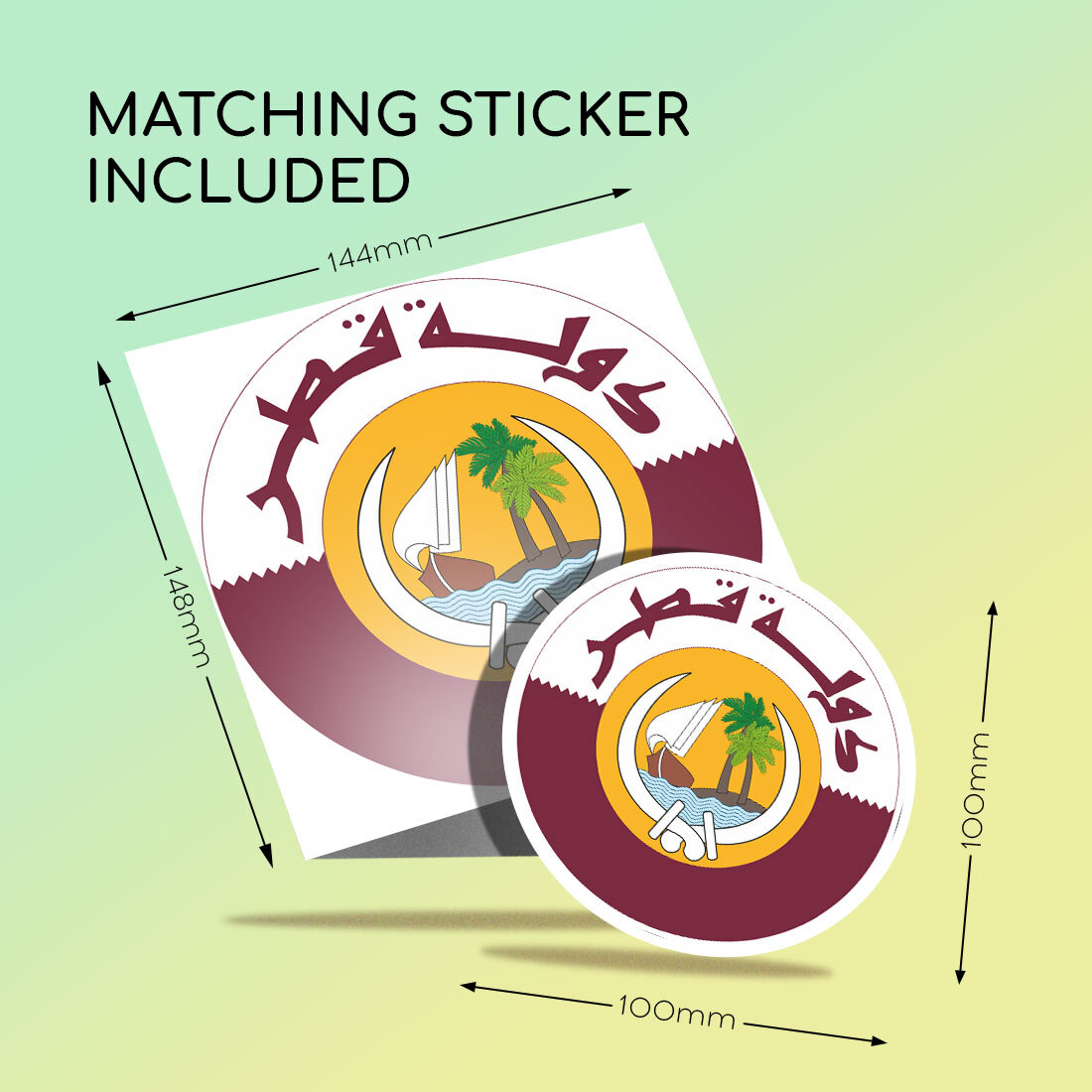 1 x Greeting Card & 10cm Sticker Set - Qatar Doha Flag Travel Arab ...
