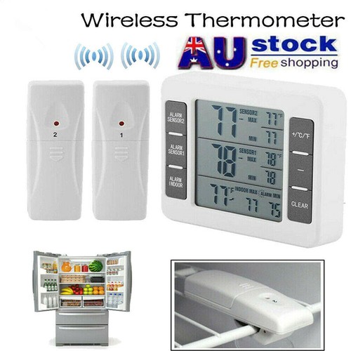 Wireless Digital Refrigerator Freezer Thermometer Temp Alarm with ...