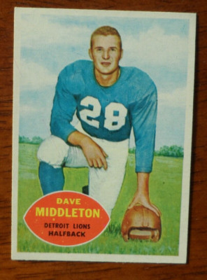 1960 TOPPS FOOTBALL #43 DAVE MIDDLETON DETROIT LIONS EX/MT A-2650 | eBay