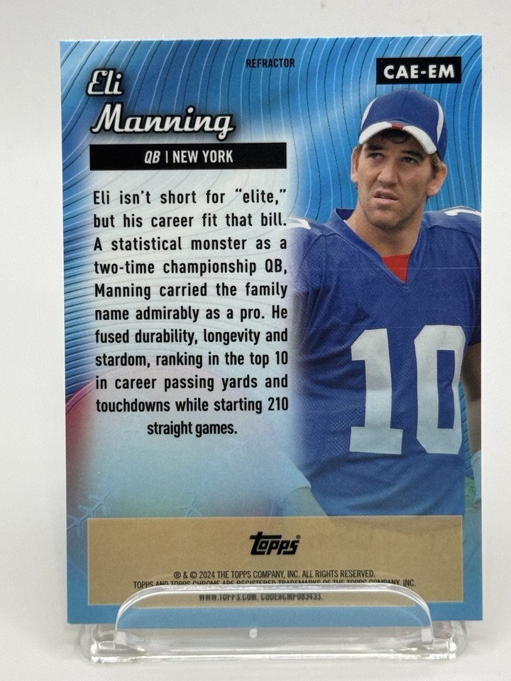 Eli Manning 2024 Topps Chrome #CAE-EM Chrome All-Etch Refractor | eBay