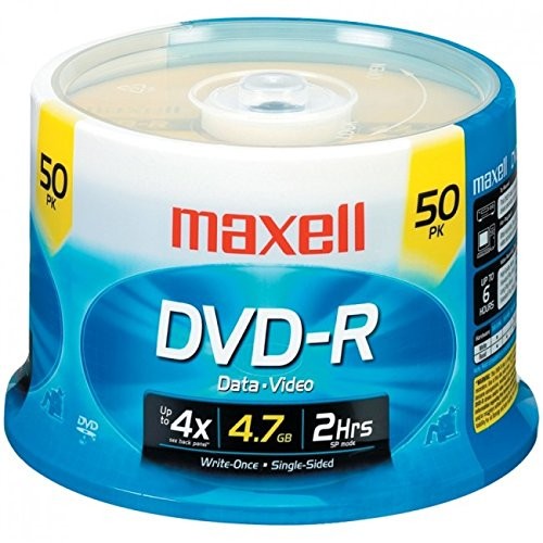 Maxell 16X DVD-R Blank Disc Spindle Recordable Media High Speed Data ...
