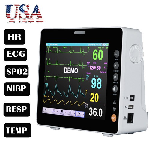 US Medical Monitor ICU CCU Vital Sign Patient Monitor ECG NIBP RESP ...
