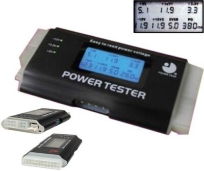 Power Tester Computer ATX PC LCD 5/3” 4 pin SATA 5V 12V1&2 5VSB AGP 20/ ...