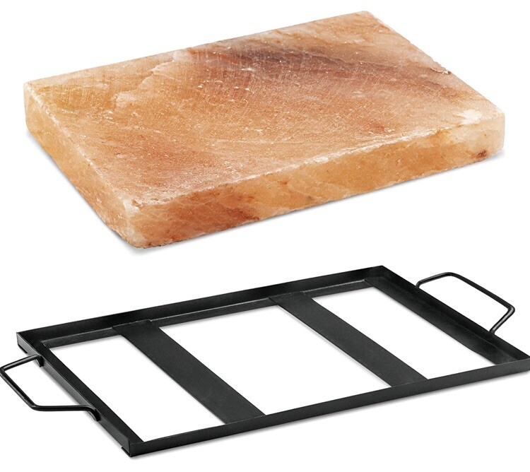 Tiabo Himalayan Salt Plate & Stainless Steel Holder, Salt Slab Block ...