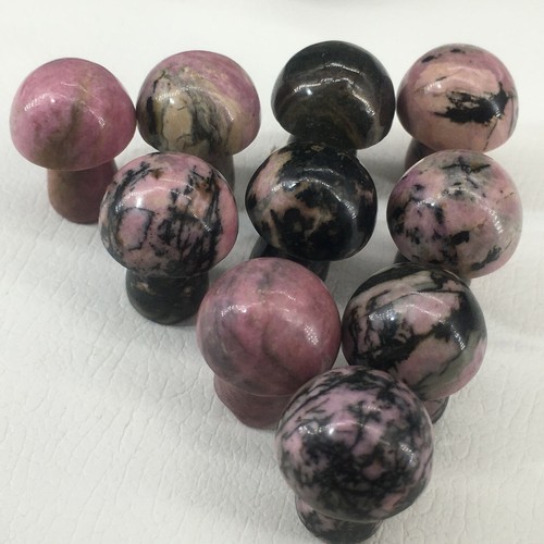 10pc Natural rhodonite jasper Quartz hand Carved mushroom crystal Reiki ...