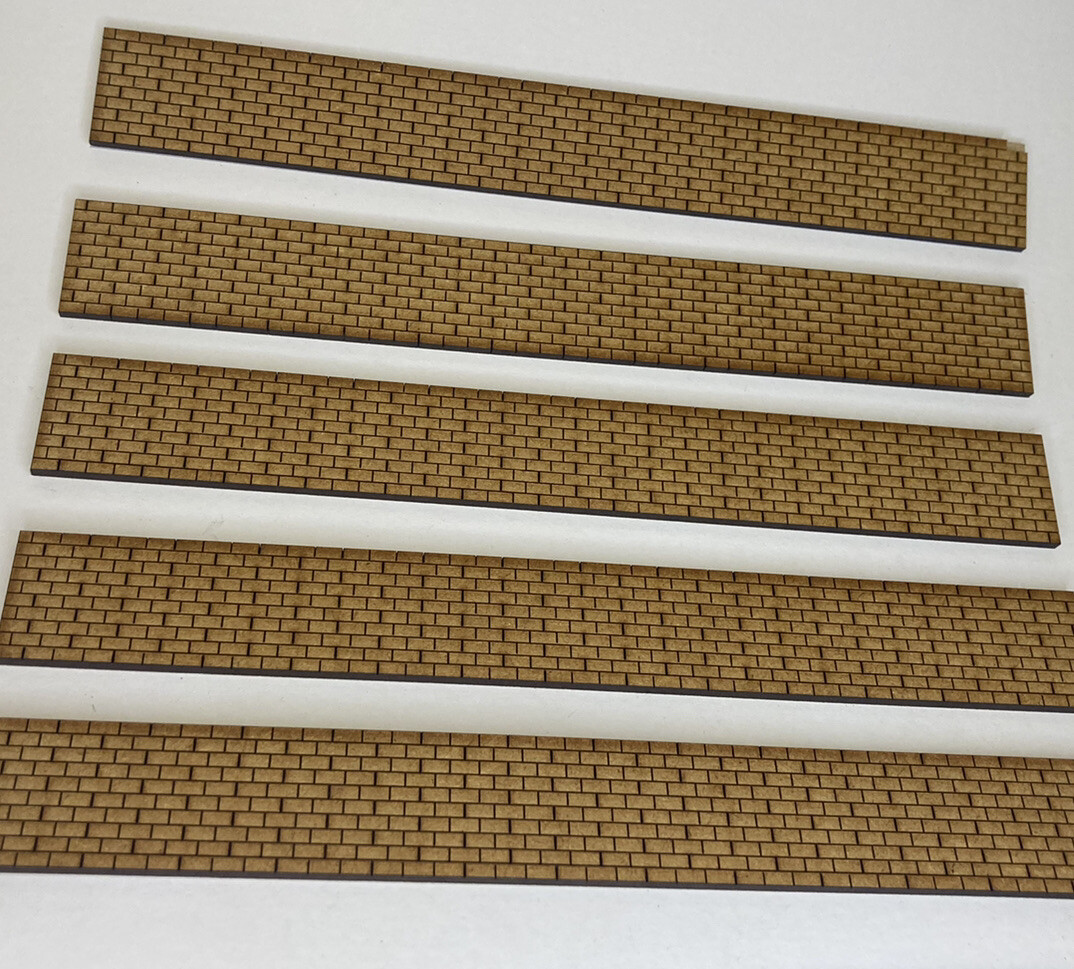 5X Brick Retaining Walls. OO/HO Gauge Train Model Scenery. 245mm X 30mm ...
