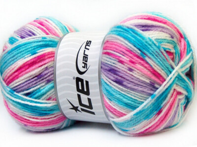4-Skein Lot Candy Baby Yarn Acrylic Fine 4x100g/360m Turquoise Lilac ...