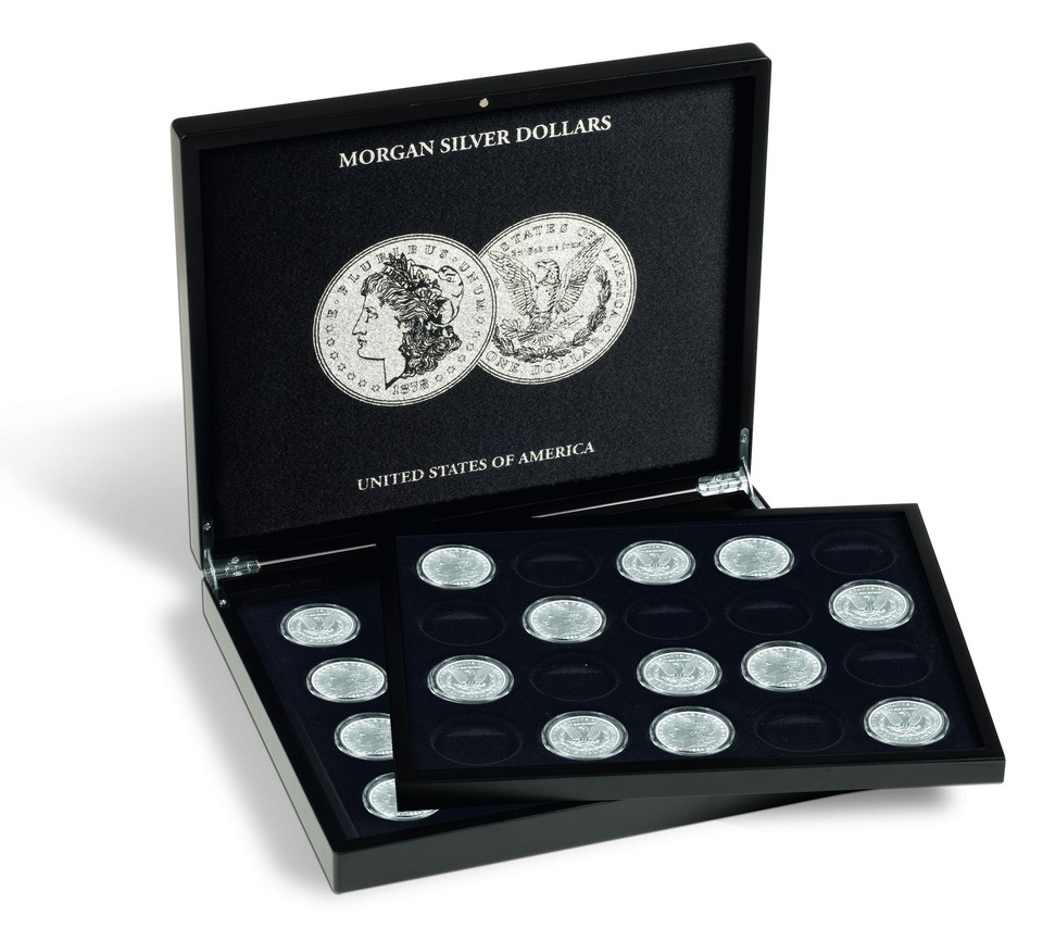 Morgan Silver Dollar Display Box LOT Presentation Case + Ex Tray + 40 ...
