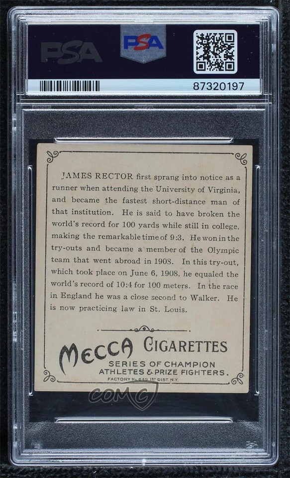 1910 ATC Champions Tobacco T218 Mecca Back James Rector PSA 4 | eBay