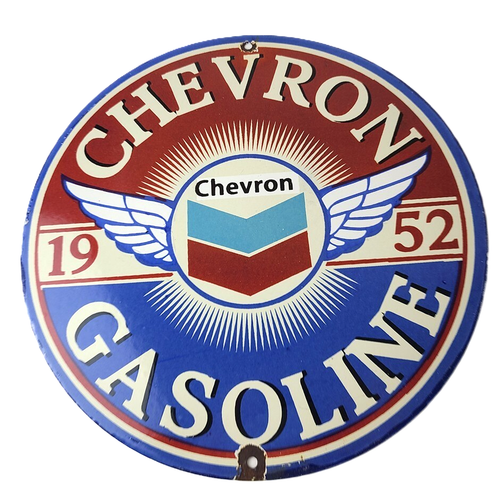 Vintage Chevron Gasoline Sign - Gas Pump Service Advertisement ...