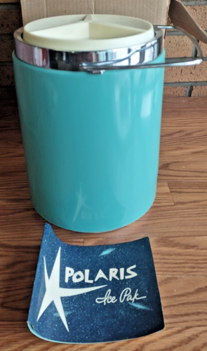 NOS VTG Retro Mid Century Turquoise Aqua Atomic Ice Bucket Chrome MCM ...