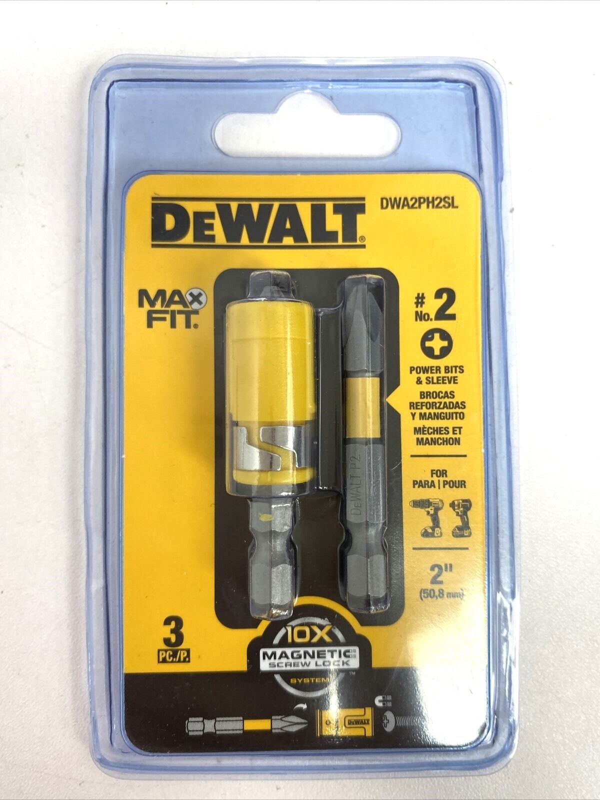 () DEWALT DWA2PH2SL Max Fit 2" Power Bits Ph2 Bit Tip 10x Magnetic for ...