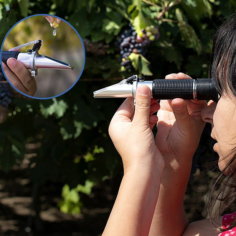 0-40% Brix 0-25% Alcohol Grapes Wine Refractometer ATC Sugar Content ...