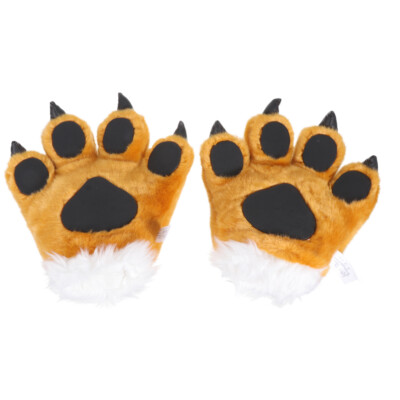 1 Pair Tiger Gloves Plush Gloves Warm Tiger Role-play Props Plush ...