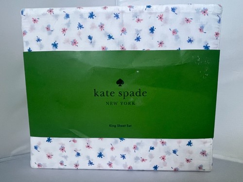 KATE SPADE Floral Blue, Pink & White KING Sheet Set -- NWT | eBay