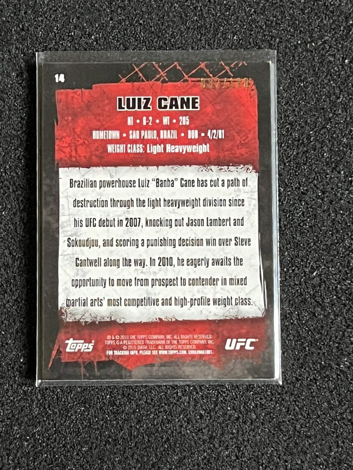 Luiz Cane 2010 Topps UFC Series 4 Onyx Silver Parallel #d /188 #14 | eBay