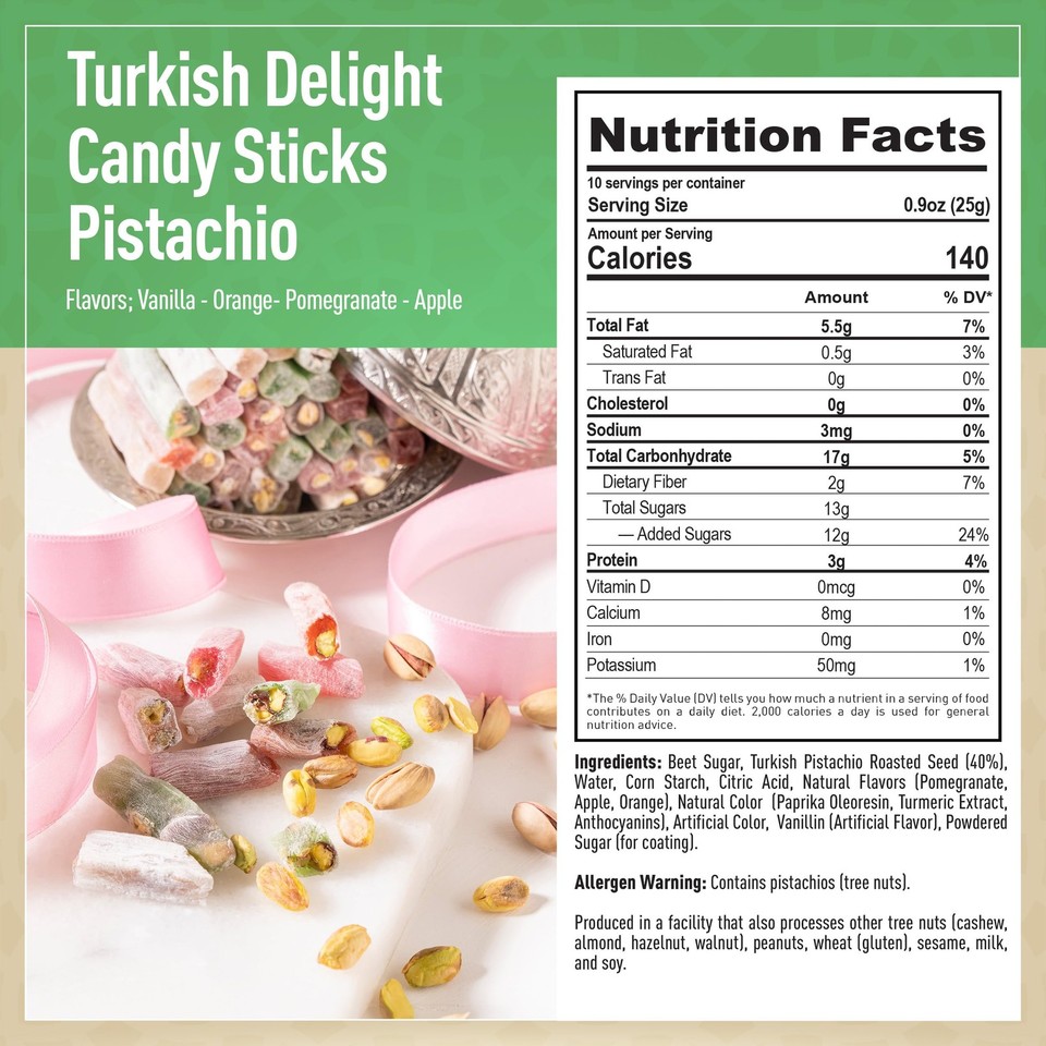 Eastanbul Turkish Delight, 8.8oz, Turkish Delights Candy Sticks ...