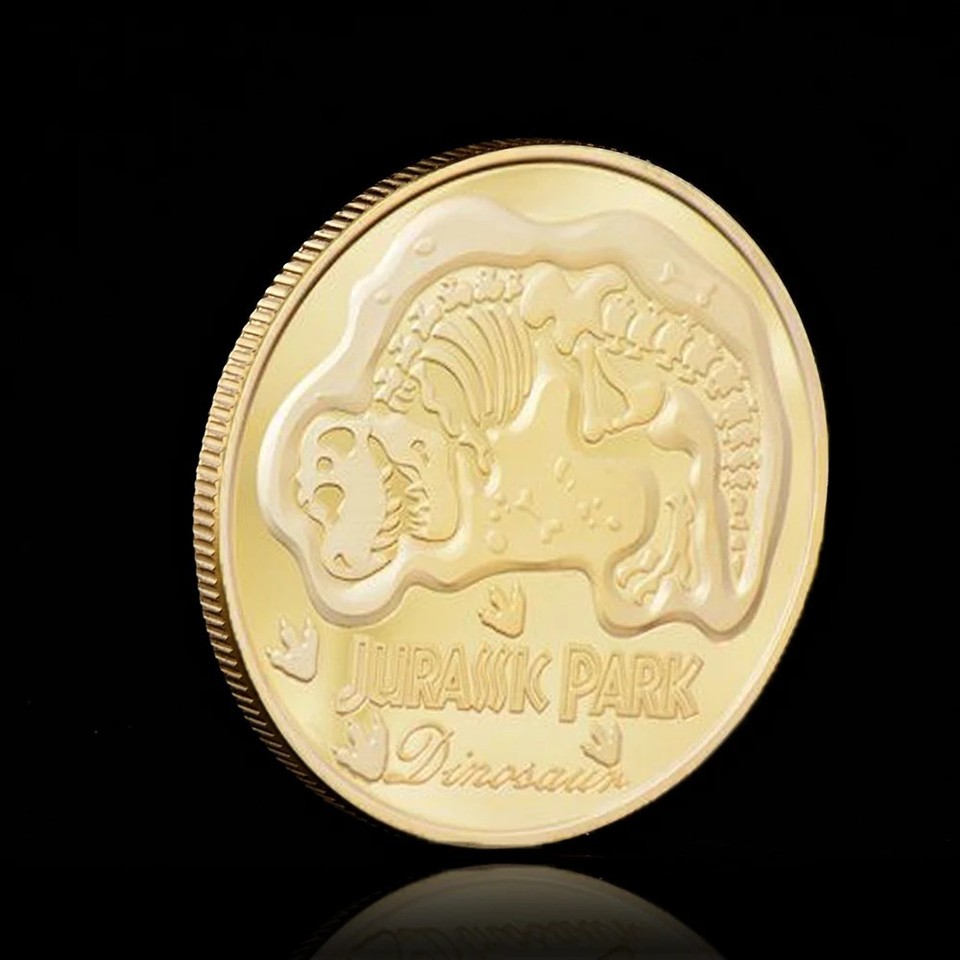 5 PCS Dinosaur Jurassic Park Gold Coin Collectibles Fossil Challenge ...