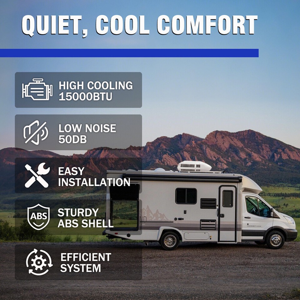 Cool & Heat 110V RV Air Conditioner 15000 BTU Camper Motorhome Rooftop ...
