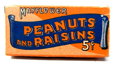 circa 1950 or earlier MAYFLOWER PEANUTS AND RAISINS empty 5 Cent BOX | eBay