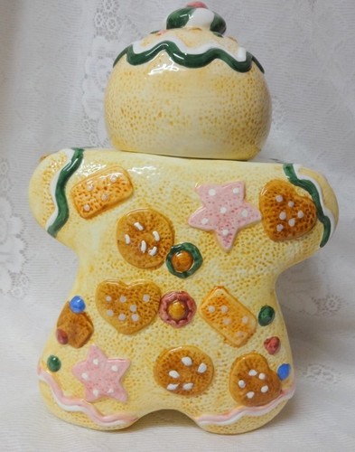 Vintage By JAY Christmas Gingerbread Man Boy Canister Large Cookie Jar ...