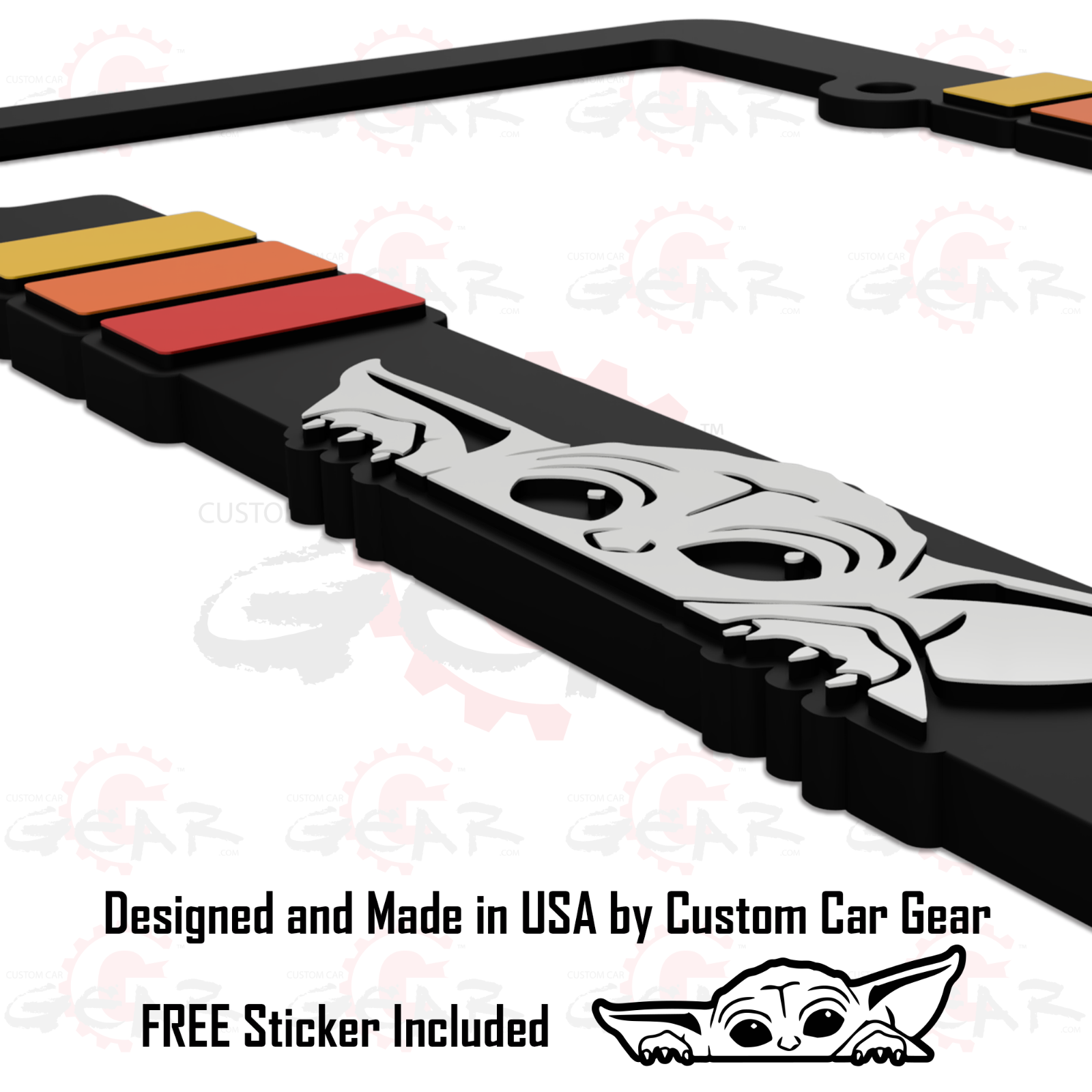 2 RETRO YODA-Grogu License Plate Frame Fits Toyota Tacoma & Valve Stem ...