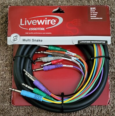 Livewire Essential 4-Channel Insert/Y Snake TRS to TS 12 ft. Black | eBay