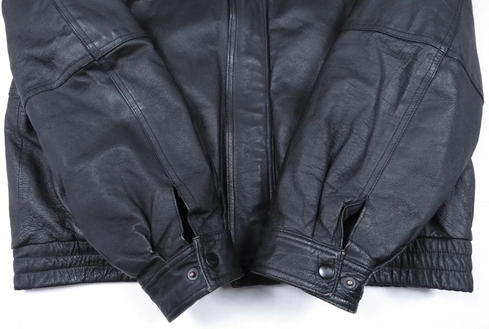 Wilda Genuine Leather Motorcycle Biker Black Mens Full Zip Bomber ...