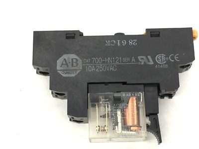 ALLEN BRADLEY 700-HN121 SERIES A DIN-RAIL PILOT DUTY RELAY with SOCKET ...