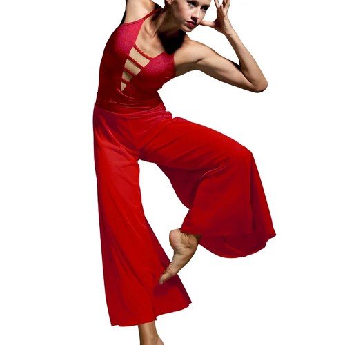 Hot 2 Piece Modern Lyrical Dance Costume Wide Leg Pants Dance Outfit ...