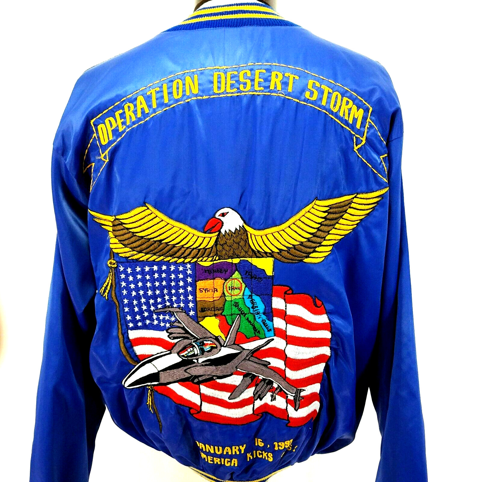 Vtg 90s OPERATION DESERT STORM Satin Jacket Military … - Gem