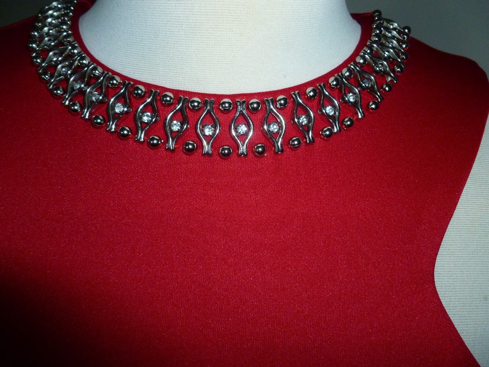 Red AX beaded dress size 10 | eBay UK