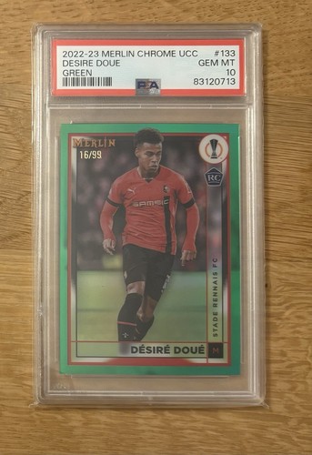 Desire Doue /99 RC 2022-23 Topps Chrome Merlin Green Rookie PSA 10 POP ...