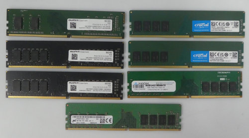 Lot of 7 Mushkin Essentials, Crucial, Axiom, Micron 8GB Desktop Memory ...