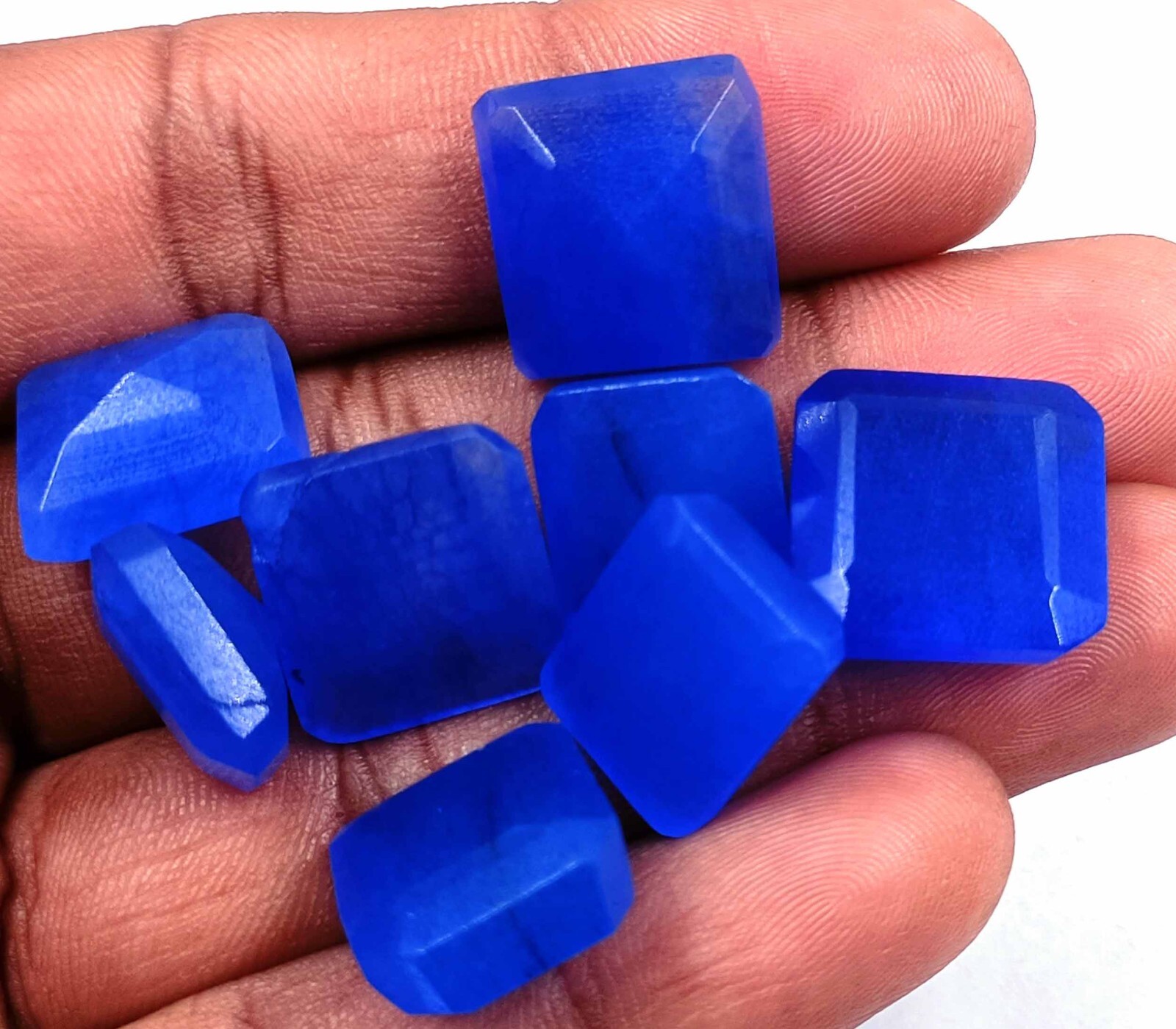 LAB CREATED BLUE QUARTZ OPAQUE 100 CT REAL EMERALD CUT FACETED LOOSE ...