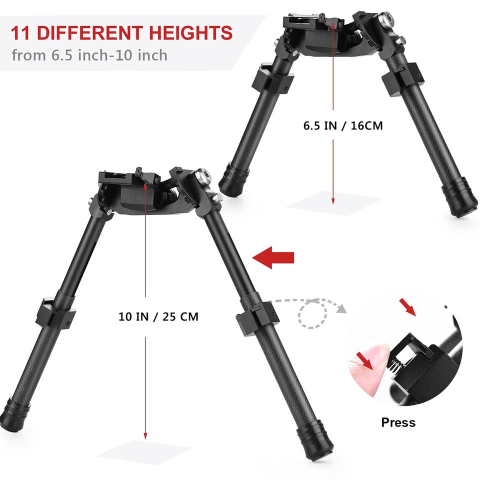 Tactical Long Range Carbon Fiber Bipod Wide Stance LRA Bi-pod QD ...