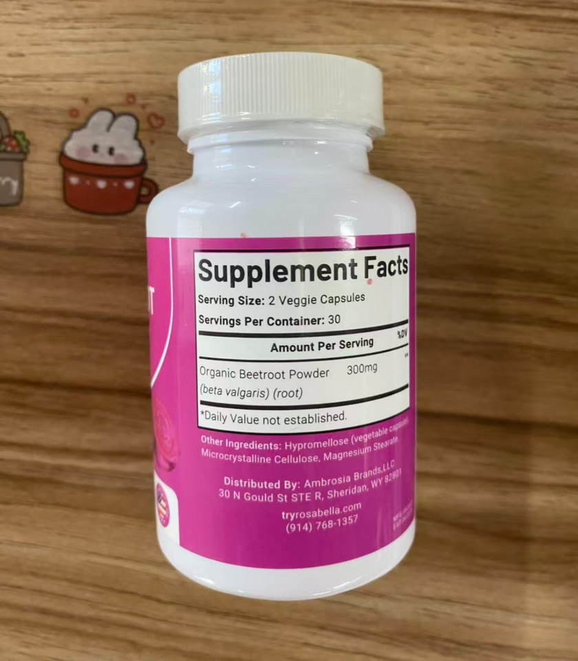 3PCS Rosabella Organic Beet Root 60 Capsules Natural Energy Boost Blood ...