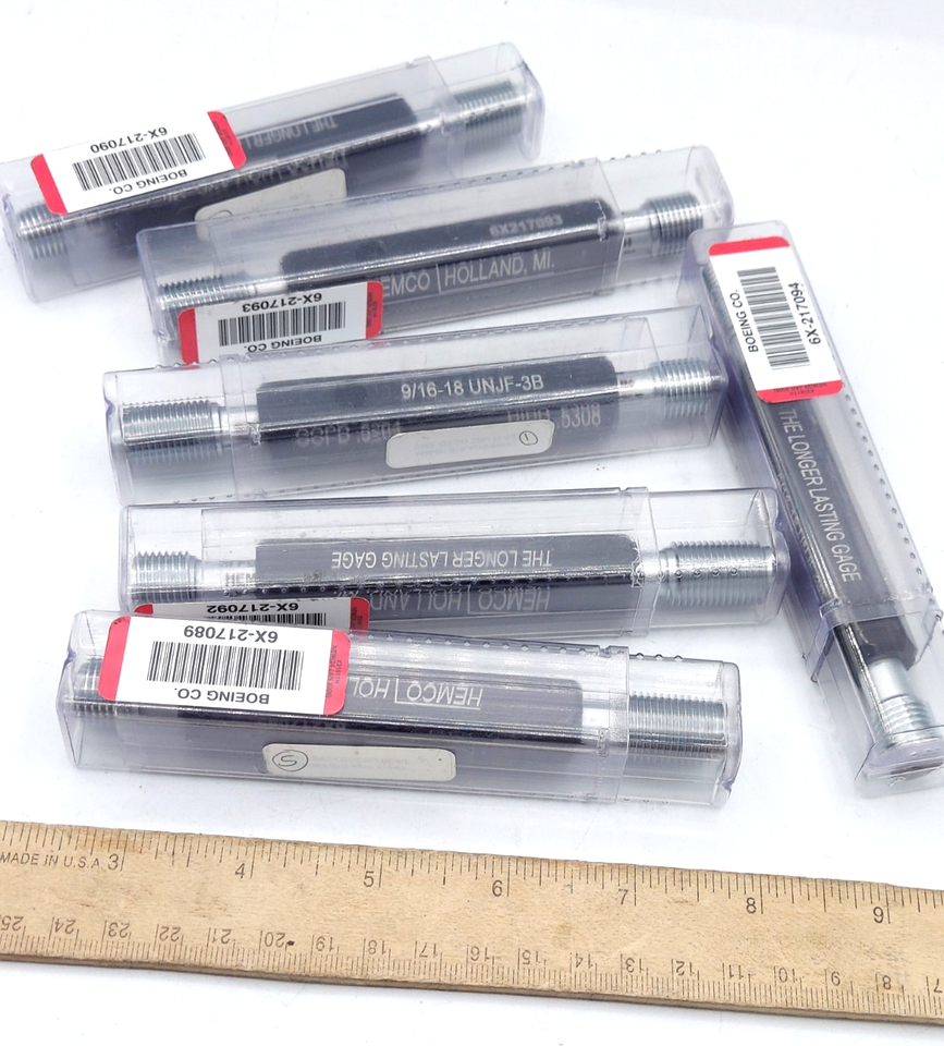 HEMCO 9/16-18 UNJF-3B Thread Plug GAGE GO NO GO P.D.'S = .5264 & .5308 ...