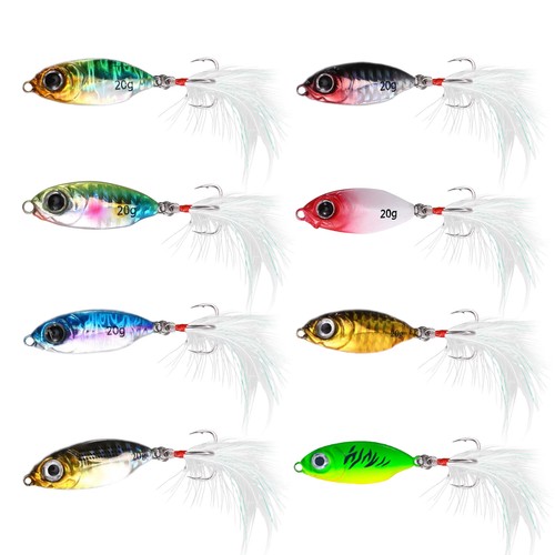 8PCS Micro-Metal Jig Fishing 20g Sinking Lures Sea Jigs Spoon Fishing ...