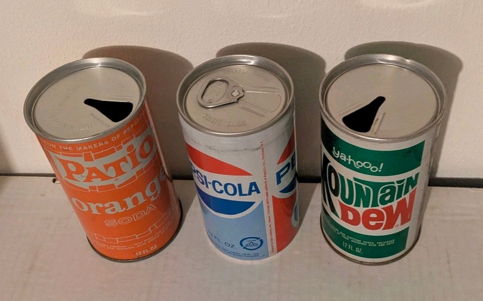 Vintage 1970s Pepsi Cans Steel Lot Of 8 & 1 Is a Bank Pepsi-Cola MTN ...