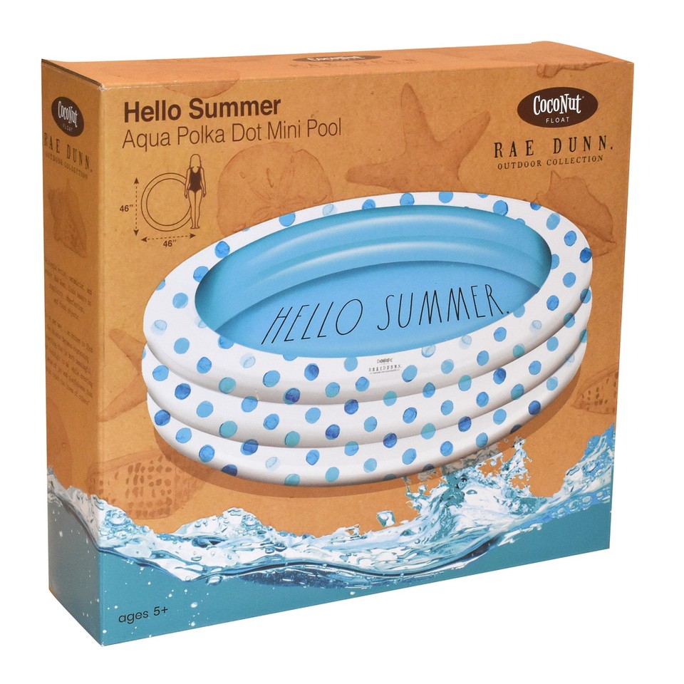 Rae Dunn: Hello Summer Aqua Poka Dots -46" Mini Pool | eBay