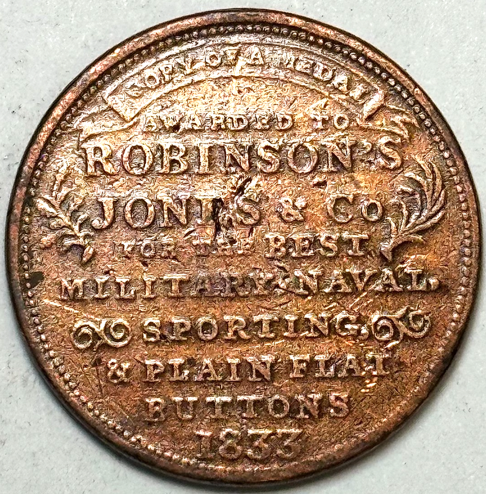 1833 American Institute award New York Robinsons Joint & Co Hard Times ...