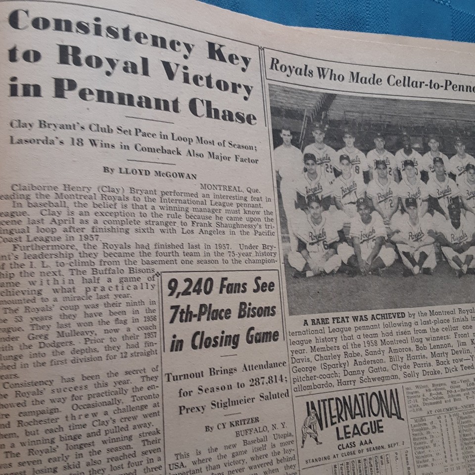 Montreal Royals 1957 International League Champions Team Brooklyn ...