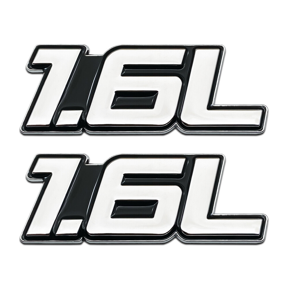 2x Chrome Black Coated Metal 1.6L Car Logo V6 V8 Engine Badge SUV Coupe ...