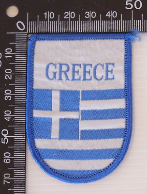 VINTAGE GREECE GREEK EMBROIDERED SOUVENIR PATCH WOVEN CLOTH SEW-ON BADGE | eBay