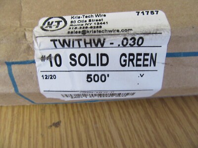 (500 Feet) Green Solid Copper Grounding Wire 10 Gauge AWG TW / THW ...