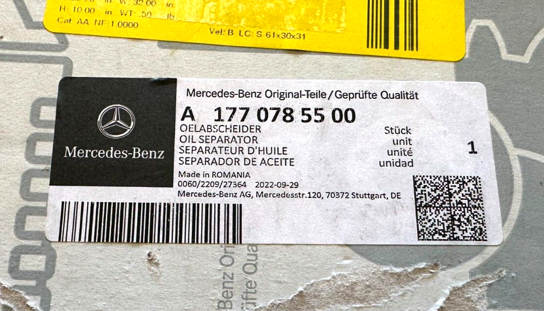 RIGHT 2016-2020 MERCEDES AMG C63 OIL SEPARATOR 1770783100 1770785500 ...