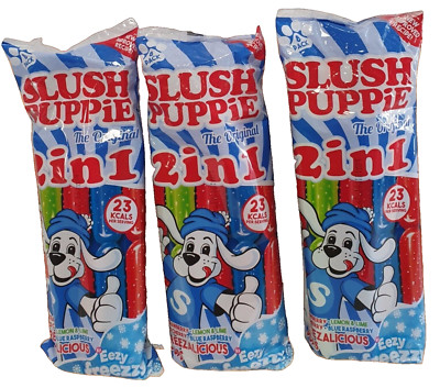 Slush Puppie Ice Pops 2 in 1 Freeze Lollies Bulk Box Each pack 8 x 75ml ...