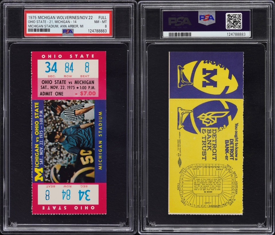 PSA 8 - OHIO STATE BUCKEYES v MICHIGAN WOLVERINES 1975 NCAA FULL ...