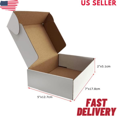 10/20/50/100/200PCS 7x5x2 INCH White Corrugated Shipping Packing Boxes ...